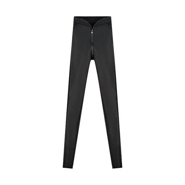 ÚCHÈ Zipper Detail Leather Pants