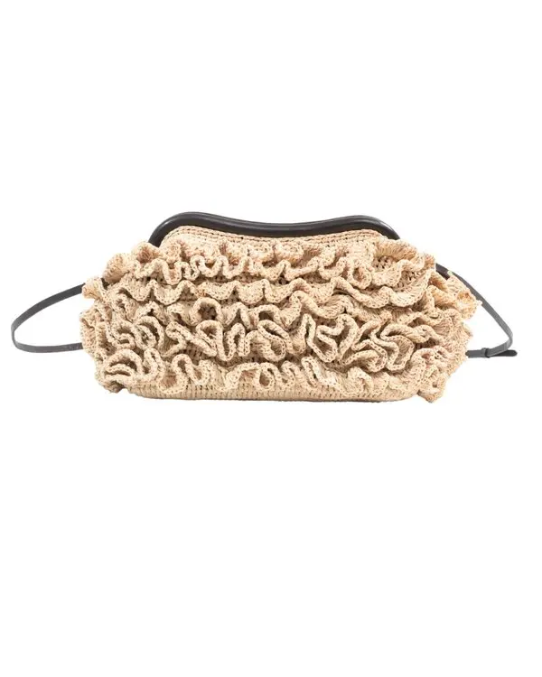 ZANATANY CONCEPTS Neutrals Bloom Large Clutch - Beige/black