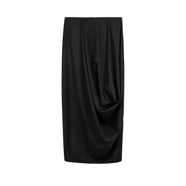 NOCTURNE Draped Pleat Detail Midi Skirt