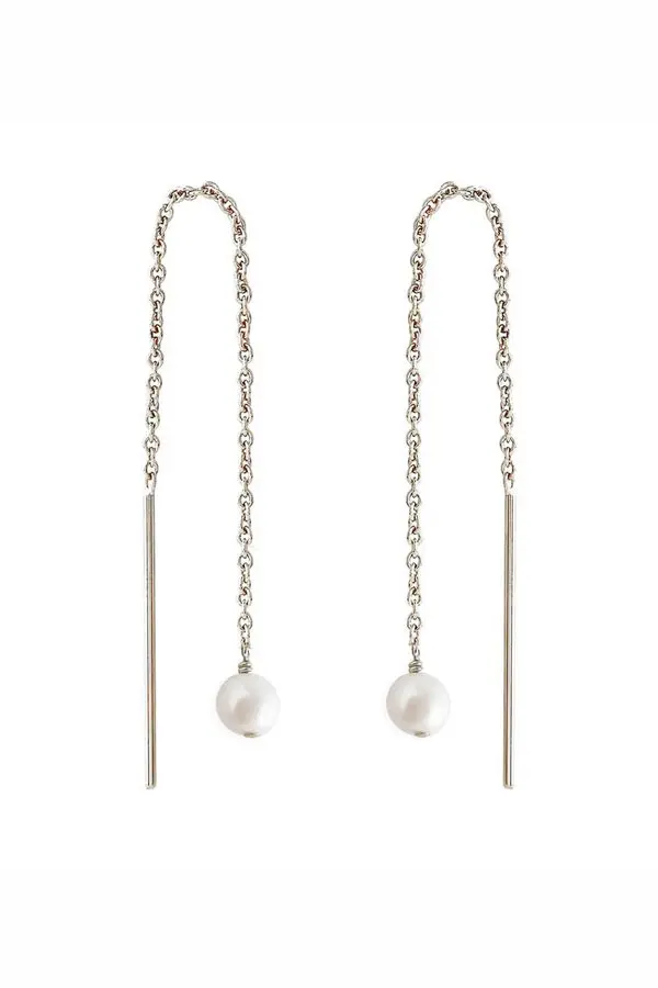ASTOR & ORION Paloma Minimalist Pearl Threaders Sterling - Silver
