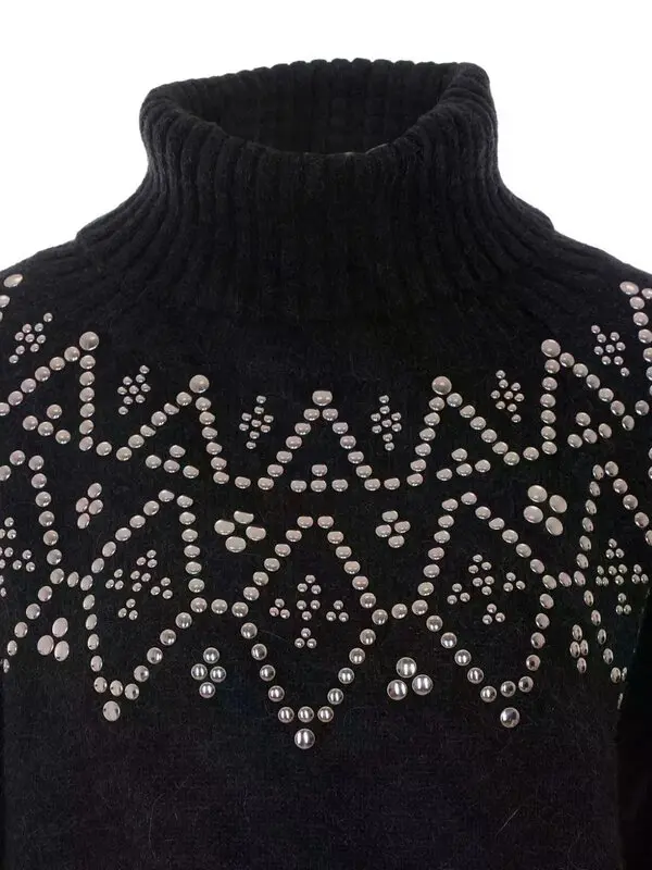 Alpha Studio Stud-embellished High-neck Sweater