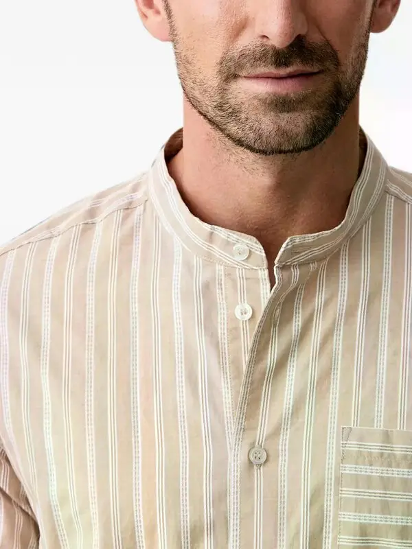 BENETTON Striped Band-collar Shirt