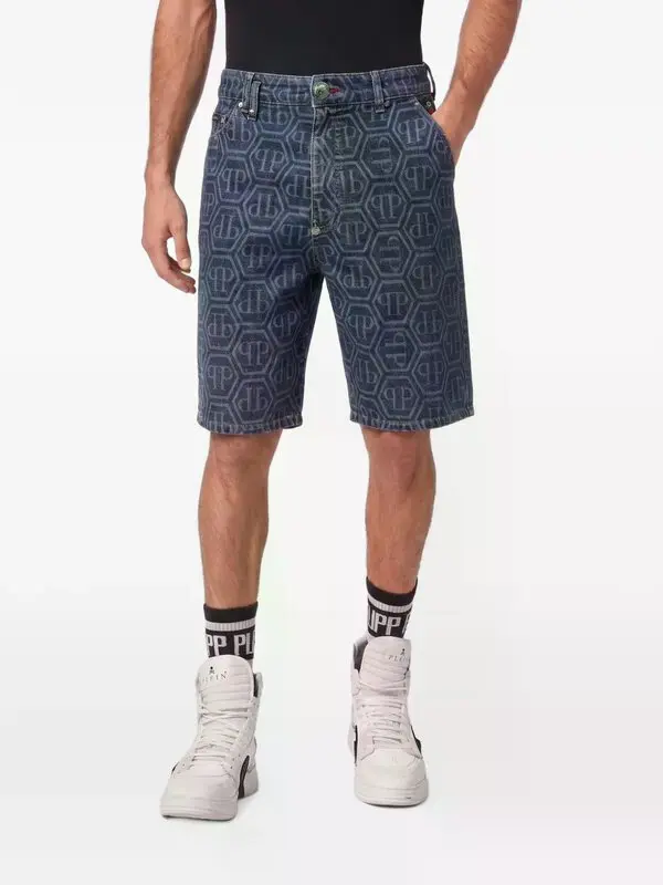Philipp Plein Denim Formentera Shorts Monogram Basic