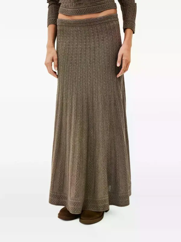 Ba&sh Doha Pointelle-knit A-line Maxi Skirt - Brown