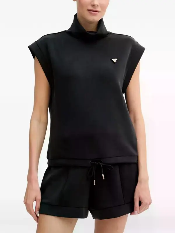 Guess Logo-plaque Funnel-neck T-shirt - Black