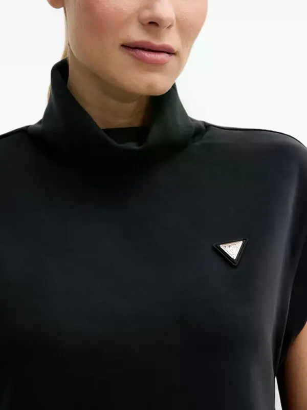 Guess Logo-plaque Funnel-neck T-shirt - Black