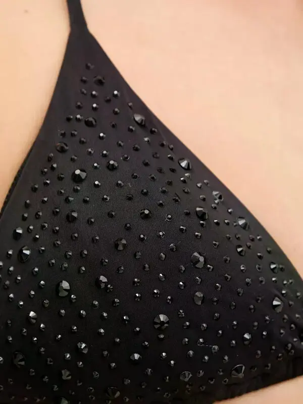 Guess Rhinestone Triangle Bikini Top