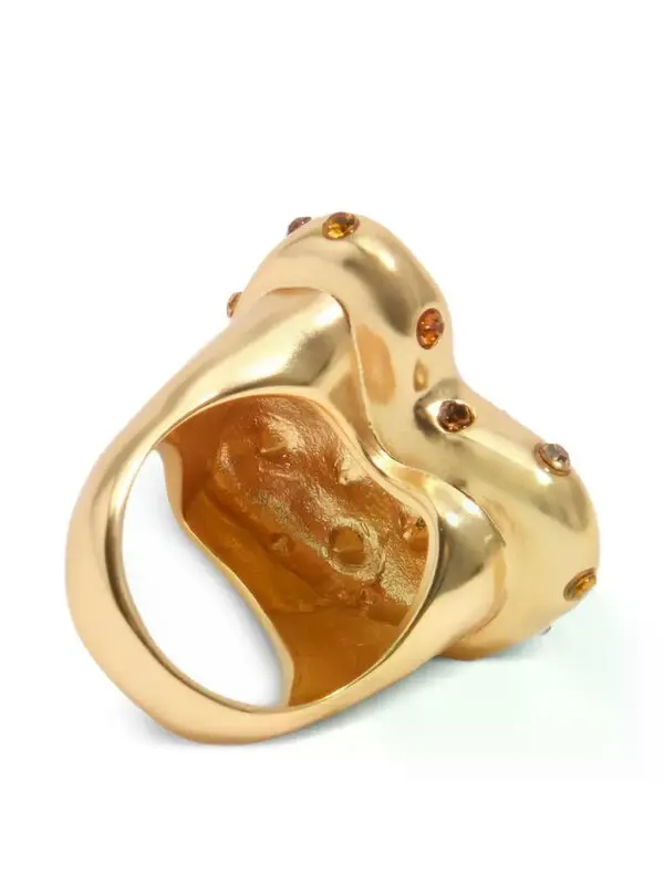 Bimba Y Lola Matte -tone Textured Heart Crystals Ring