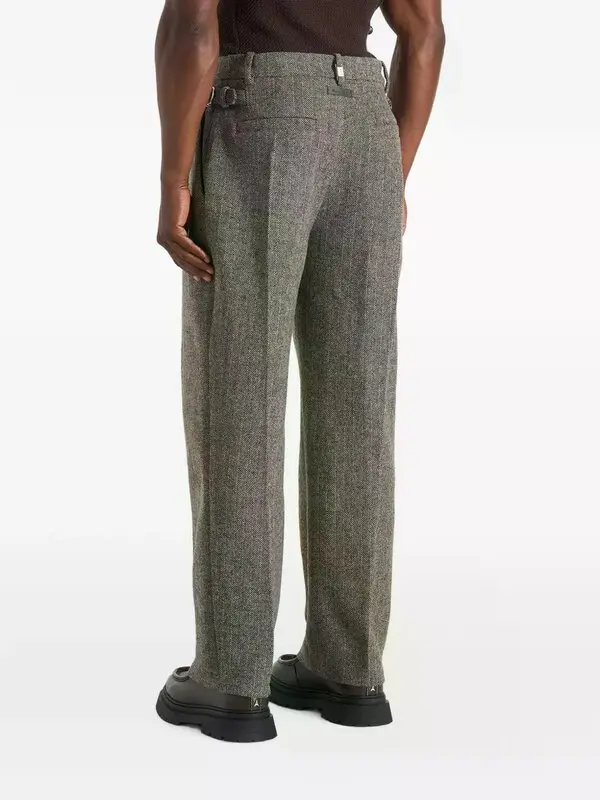 Manière De Voir Dorian In Navy Pinstripe Wool Pleated Trousers