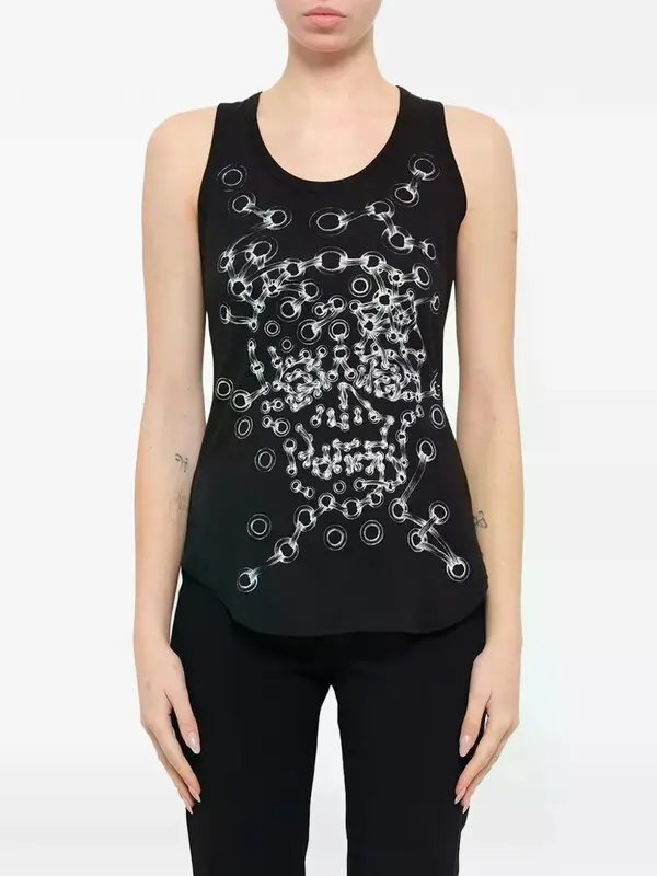 Alexander McQueen Eyelet-print Racerback Tank Top
