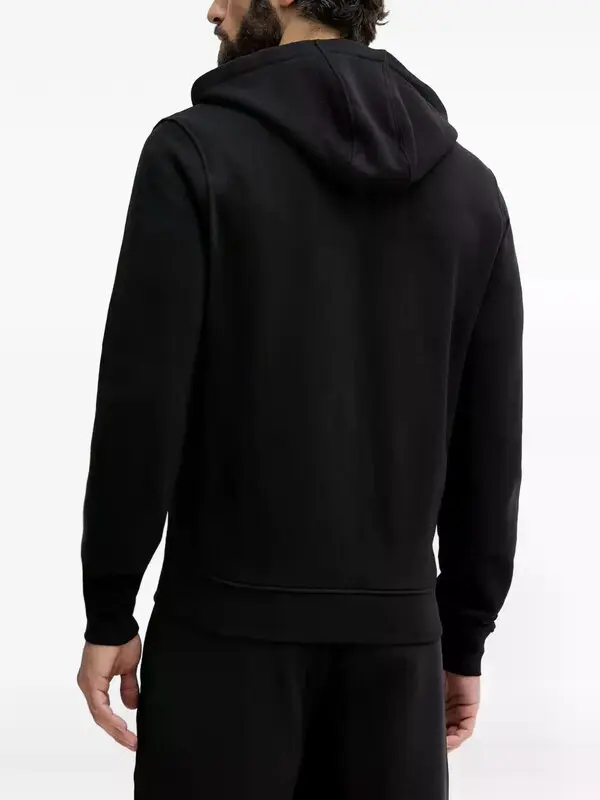 Guess Logo-embroidered Zip-up Hoodie - Black