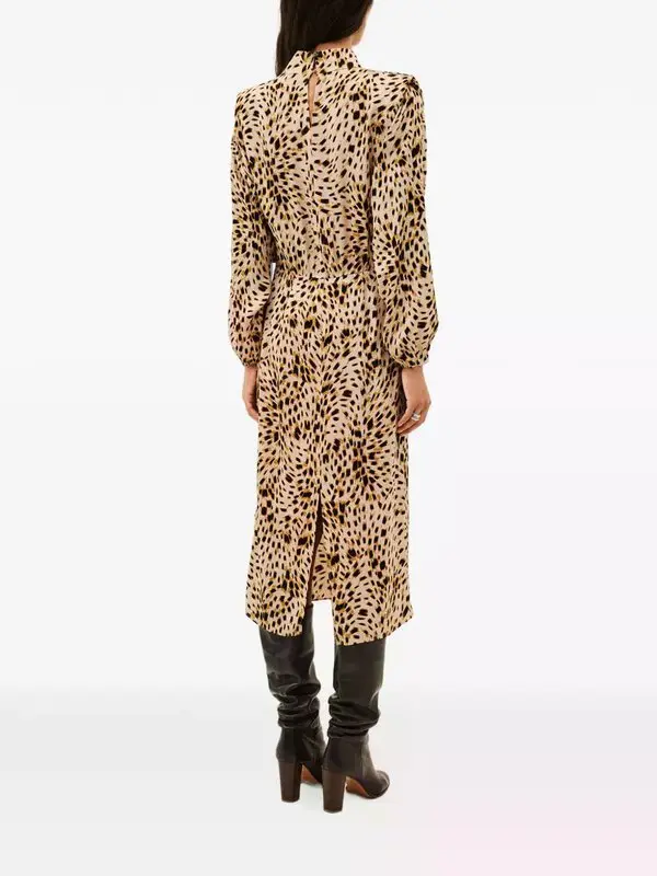 Ba&sh Hoelia Animal-print Long-sleeved Shift Midi Dress
