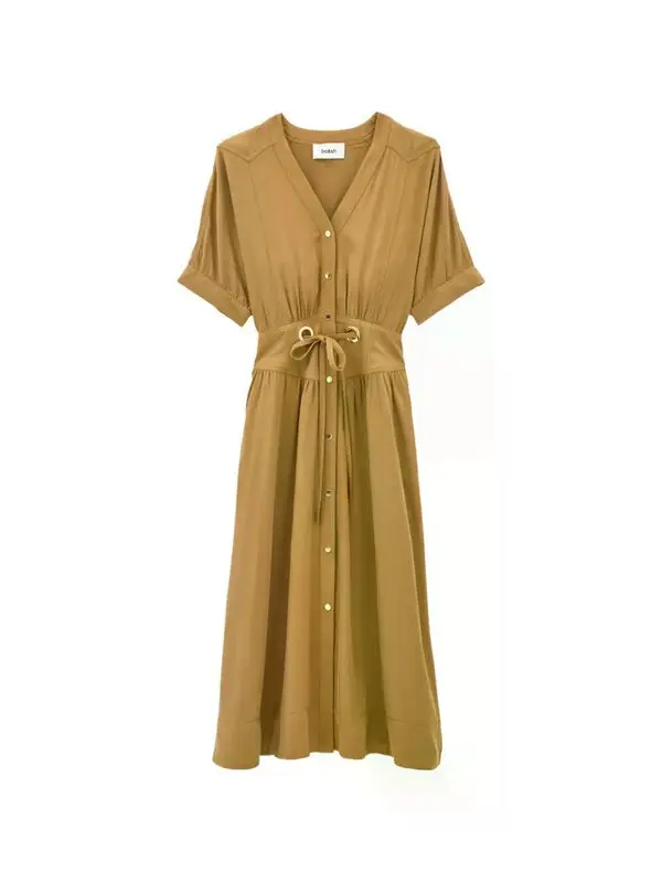 Ba&sh Parisa Drawstring-waist Flared Midi Dress