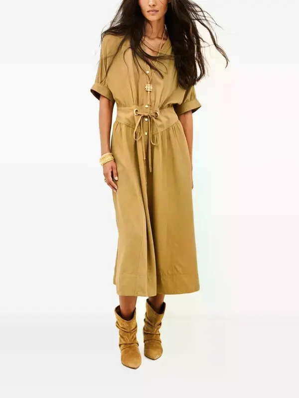 Ba&sh Parisa Drawstring-waist Flared Midi Dress