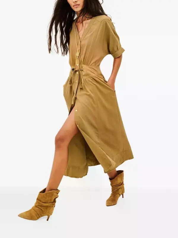 Ba&sh Parisa Drawstring-waist Flared Midi Dress