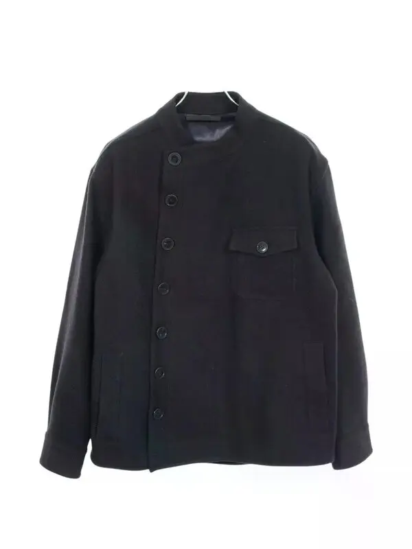 Giorgio Armani 2010s Herringbone Asymmetric Jacket - Blue