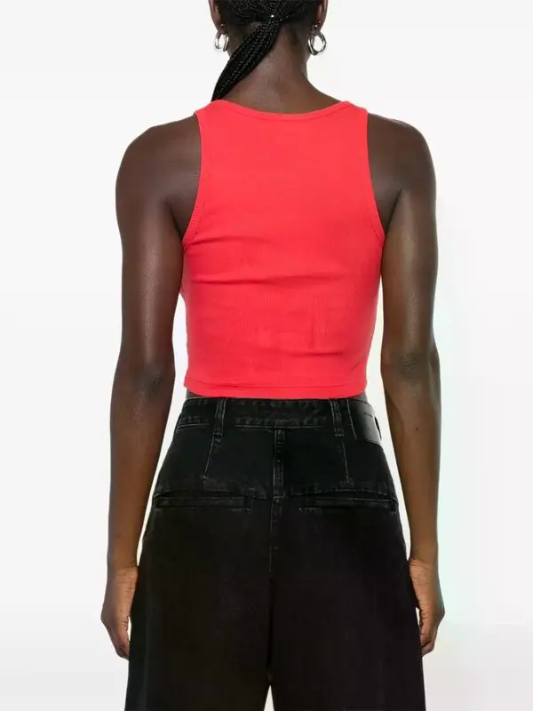SPORTY & RICH Priscila Rhinestone-logo Ribbed Tank Top