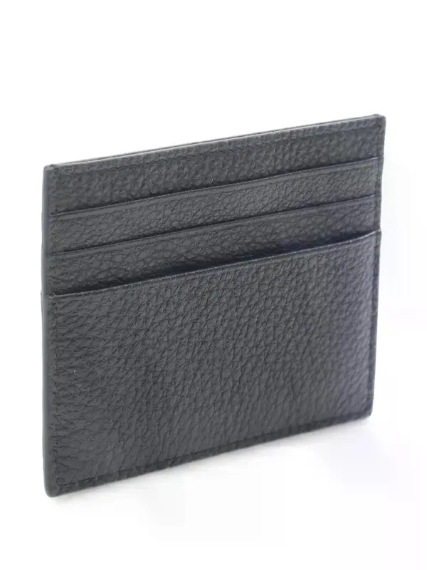 Prada 2020s Daino Trian Leather Card Holder - Black