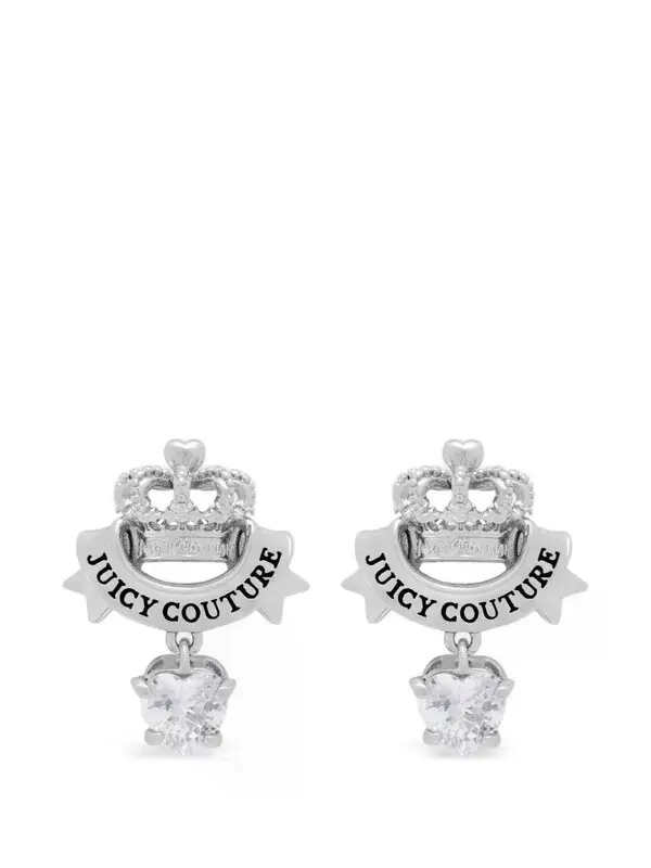 Juicy Couture Crown Crystal-heart Drop Earrings