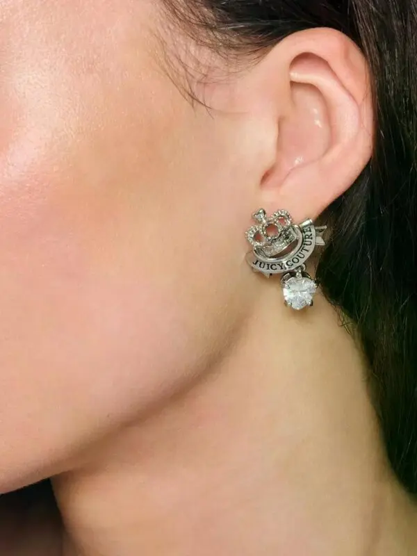 Juicy Couture Crown Crystal-heart Drop Earrings