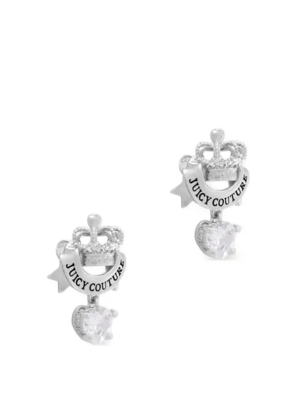 Juicy Couture Crown Crystal-heart Drop Earrings