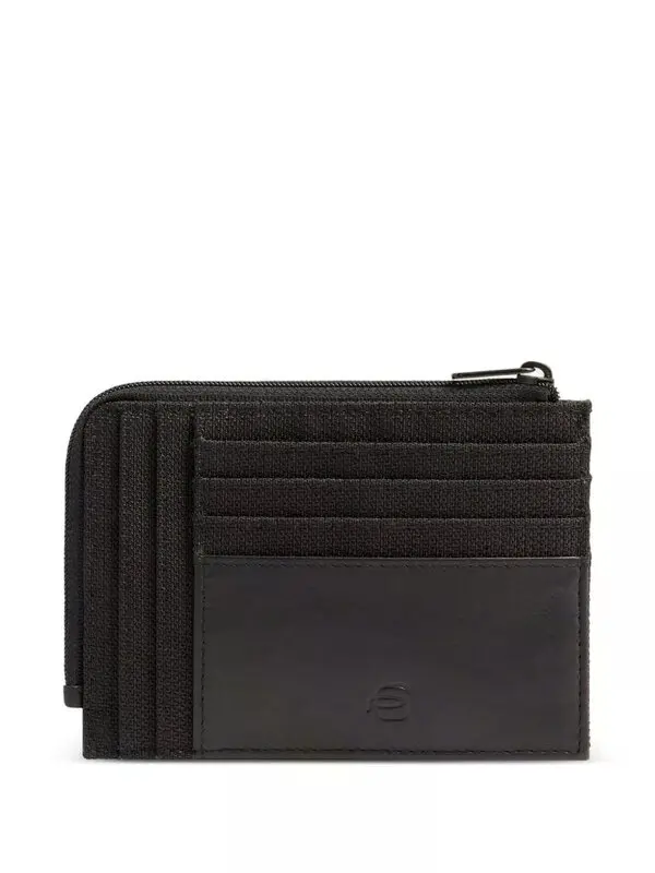 PIQUADRO Zipped Leather-trim Card Holder