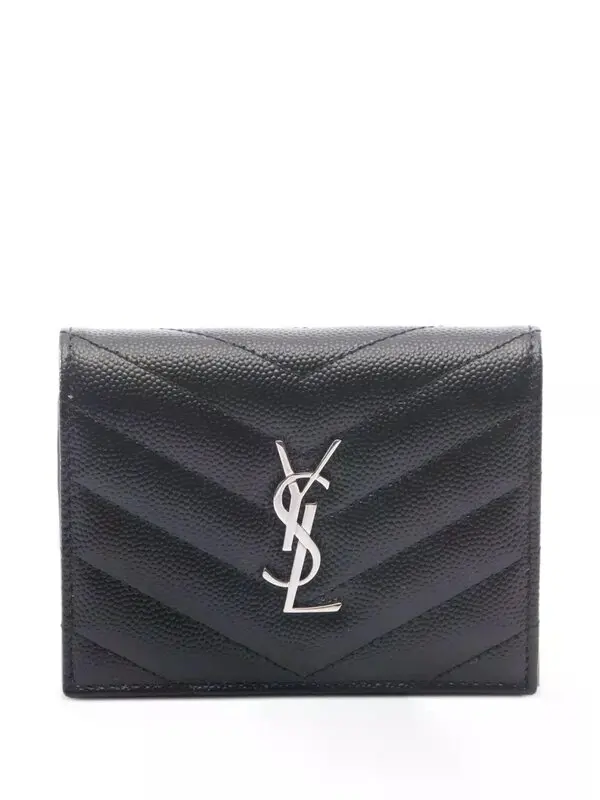 Saint Laurent Monogram Chevron-quilted Bi-fold Wallet - Black