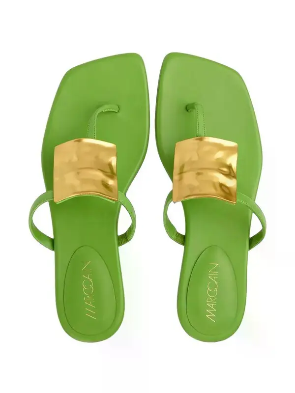 MARCCAIN Hammered-plaque Leather Sandals