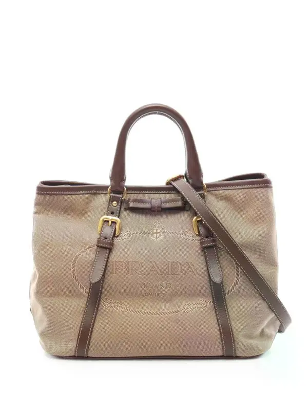 Prada 2010s Logo Jacquard Tote Bag