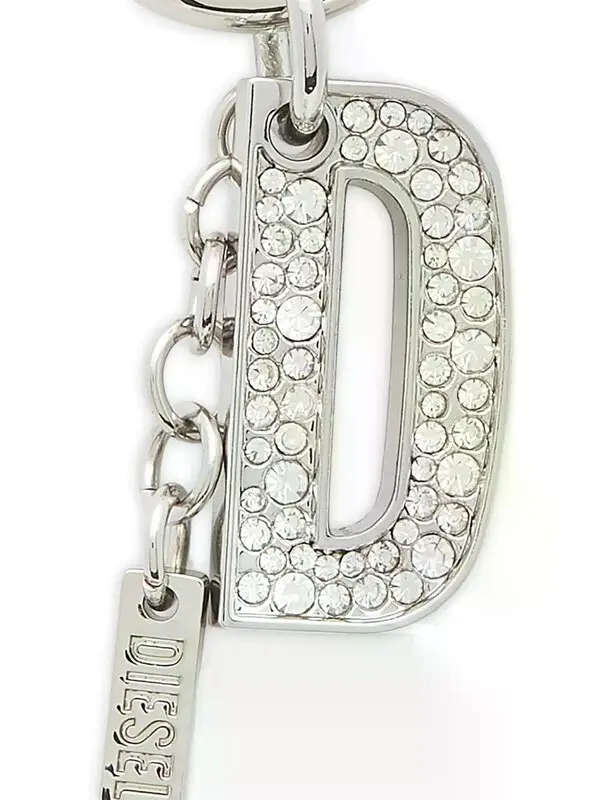 DIESEL® Rhinestone-embellished D-pendant Keyring