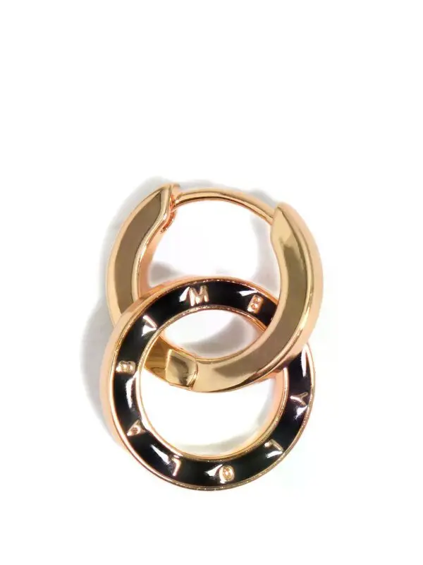 Bimba Y Lola Brown Double Hoop Logo Earrings