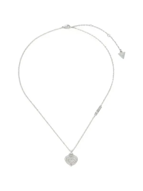 Guess Amami Crystal-embellished Heart-pendant Necklace - Silver