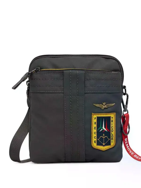 AERONAUTICA MILITARE Frecce Tricolori Appliqué-detail Messenger Bag - Grey