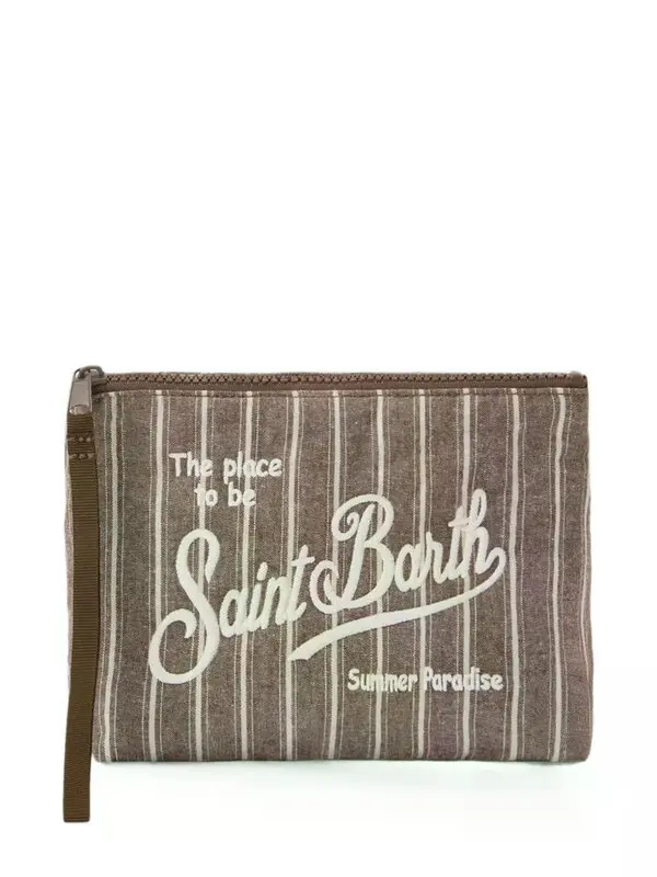 MC2 SAINT BARTH Aline Striped Logo-embroidered Clutch Bag