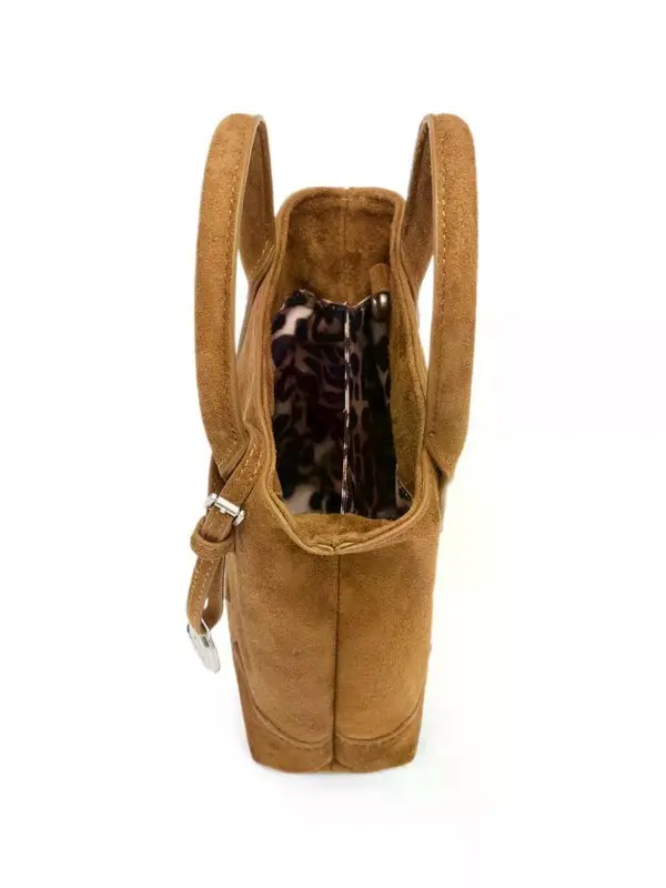Ash Calf Suede-effect Scalloped-edge Mini Tote Bag