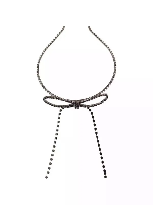 YELLOWSWALLOW Stone-embellished Bow Hair Band - Black