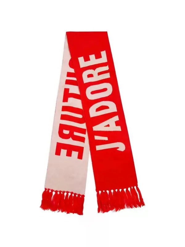 Juicy Couture Logo-intarsia Fringed Scarf - Red