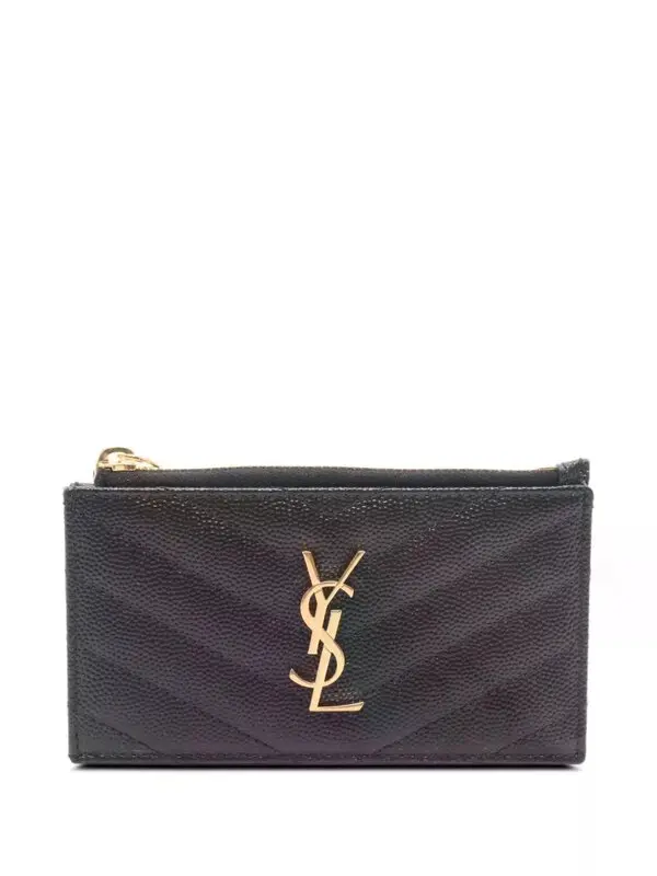 Saint Laurent 2020s Fragment Zip Card Case - Black