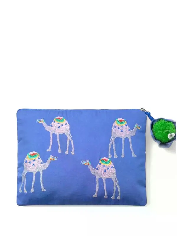 Nimo With Love Ortiga Camel-embroidered Clutch Bag