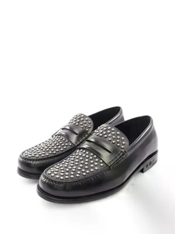 LOUIS VUITTON Stud-embellished Leather Loafers - Black