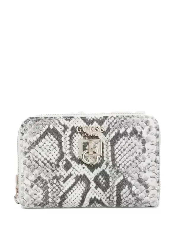 Guess Bianca Snake-effect Logo-plaque Wallet - Grey