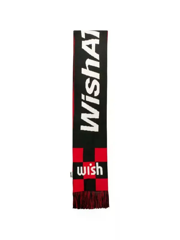 Wish Logo-knit Fringed Scarf