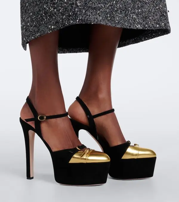 Valentino Garavani Crasher Suede And Leather Platform Sandals