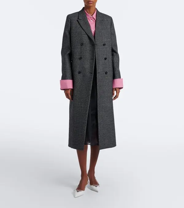 Prada Checked Virgin Wool Coat