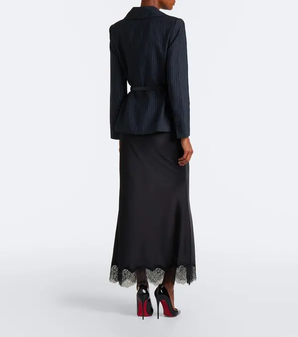 SELF-PORTRAIT Lace-trimmed Belted Blazer Dress