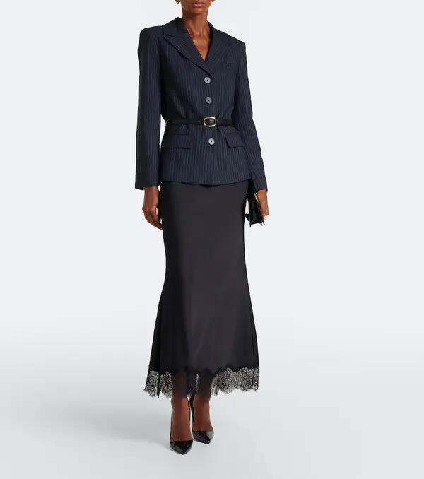 SELF-PORTRAIT Lace-trimmed Belted Blazer Dress