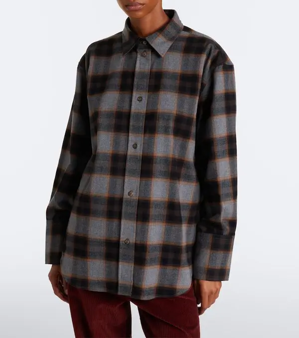 RÓHE Checked Cotton Flannel Shirt