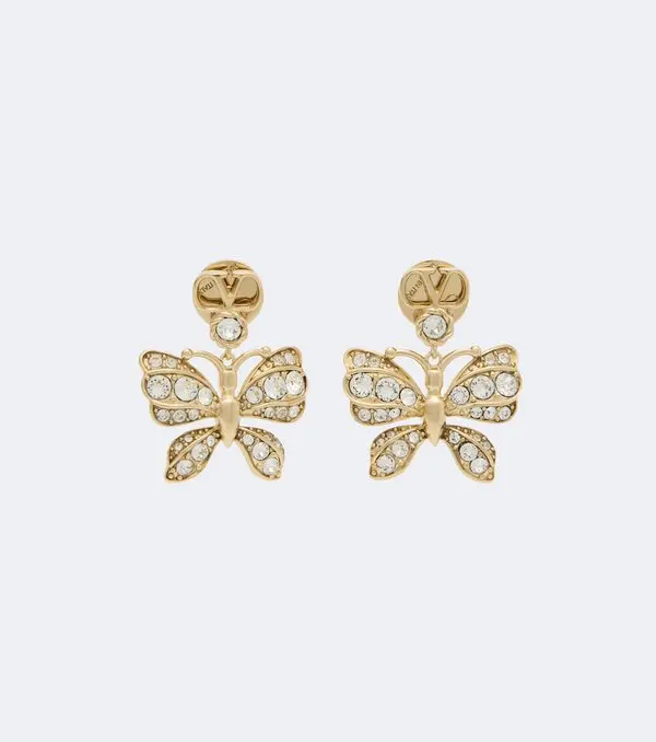 Valentino Garavani Flutterby Vlogo Swarovski®-embellished Earrings - Gold