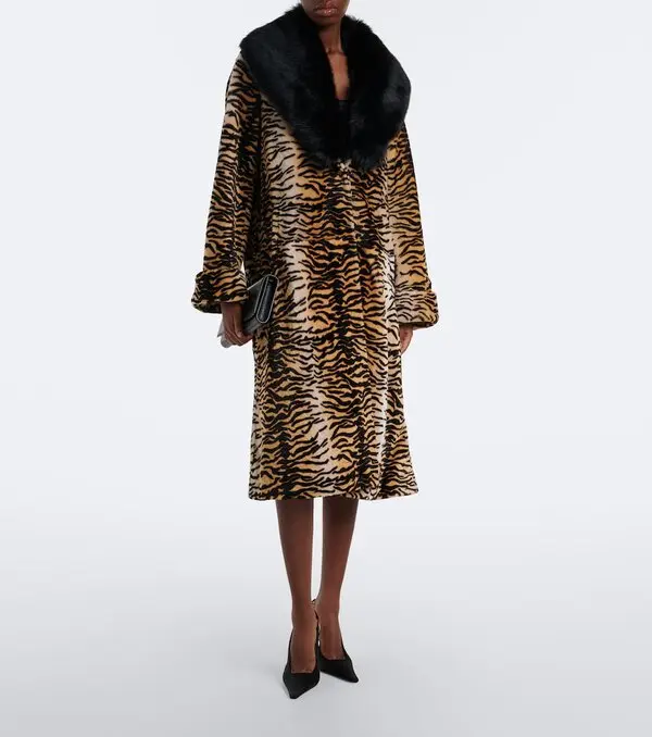 Nour Hammour Nina Tiger-print Shearling Coat