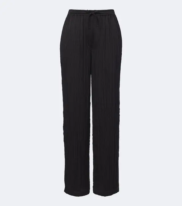 THE ROW Kriza Plisse Silk Wide-leg Pants